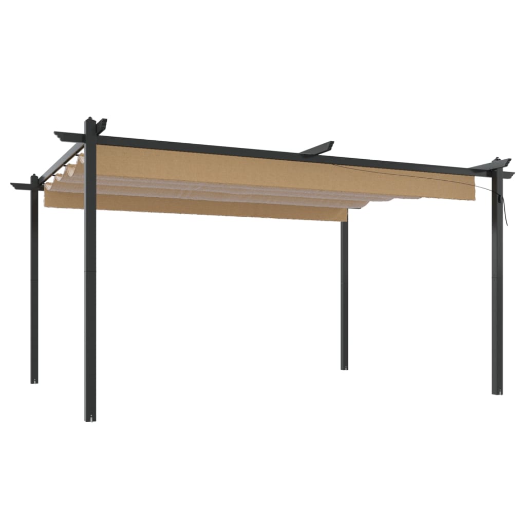 vidaXL Tonnelle de jardin avec toit rétractable 4x3 m Taupe | vidaXL.be