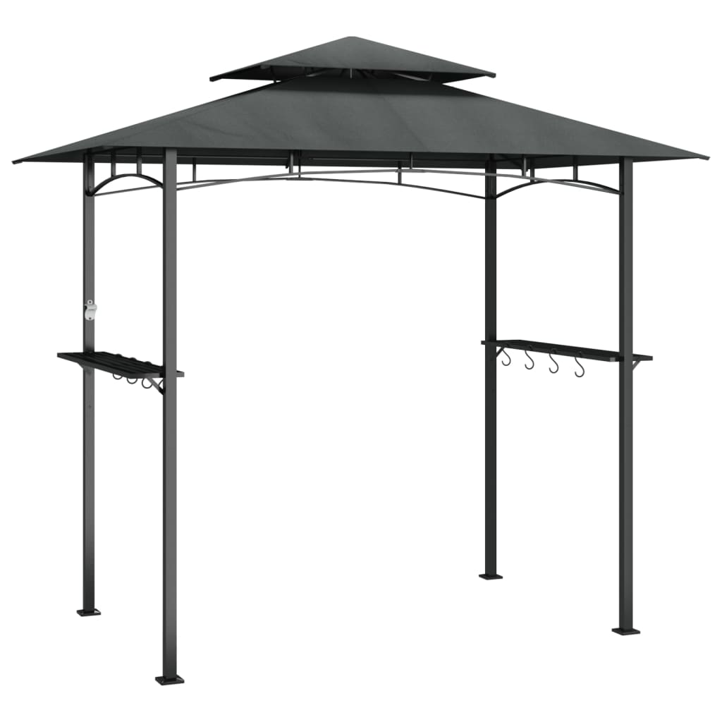 vidaXL Gazebo BBQ et étagères latérales anthracite 240x150x243cm acier ...