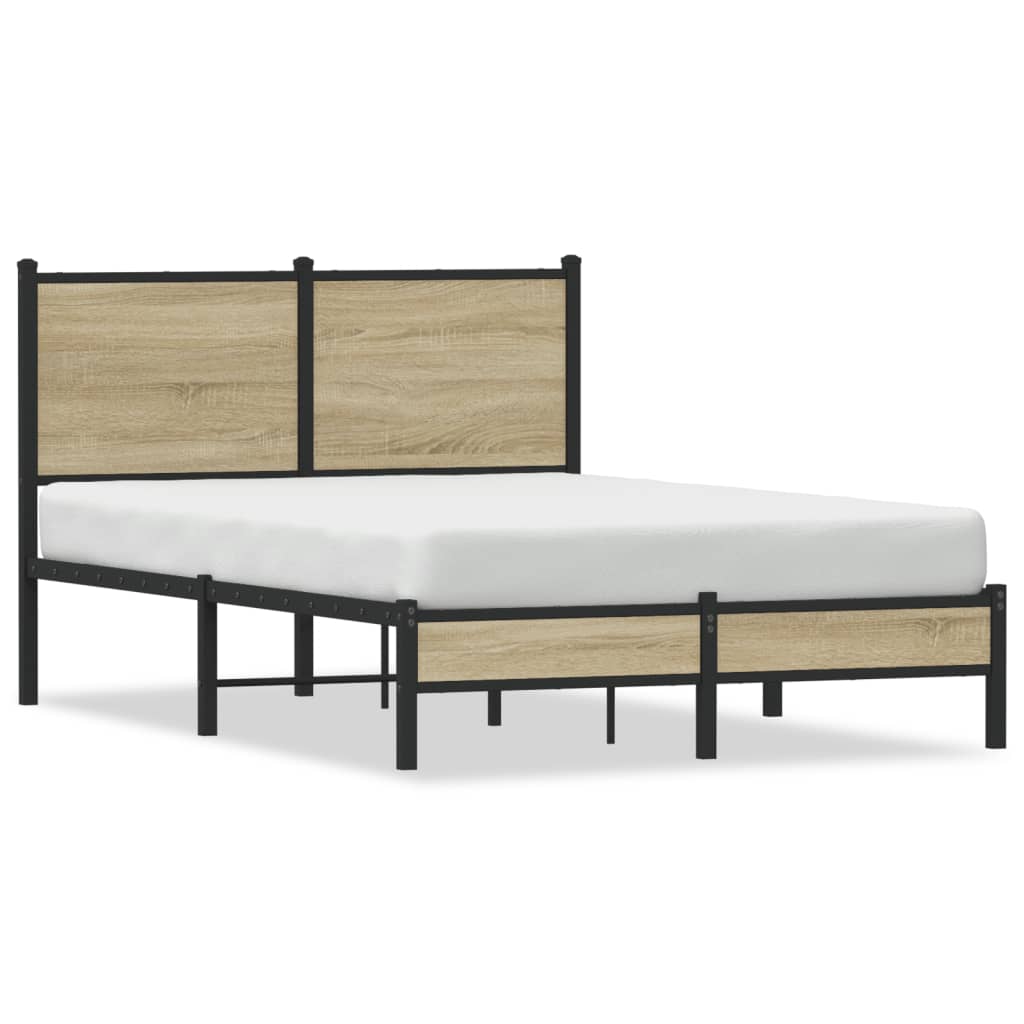 vidaXL Cadre de lit en métal sans matelas chêne sonoma 120x200 cm ...